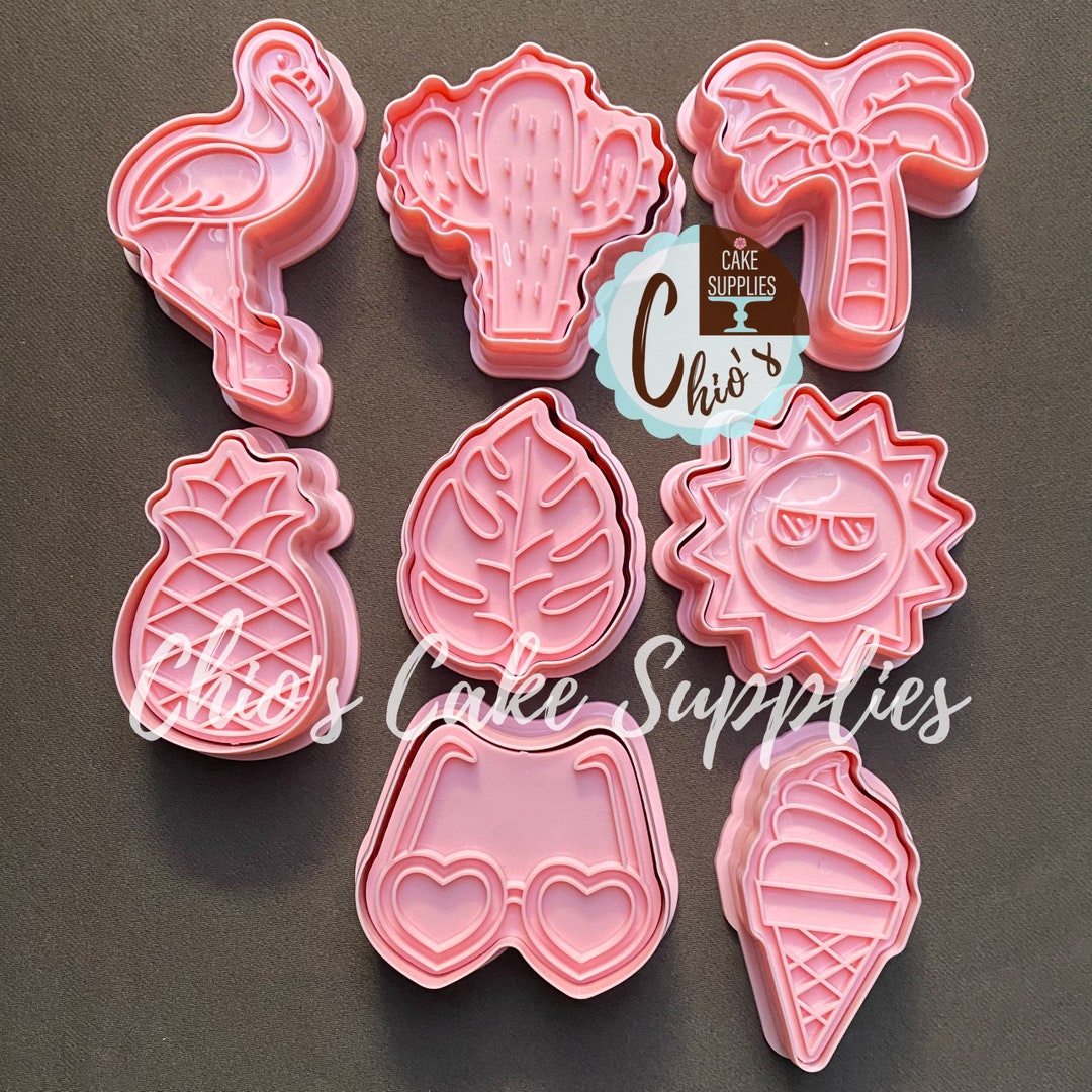 Beach / Summer Themed Cookie Cutter With Stamper 16 Pieces Set. - Etsy