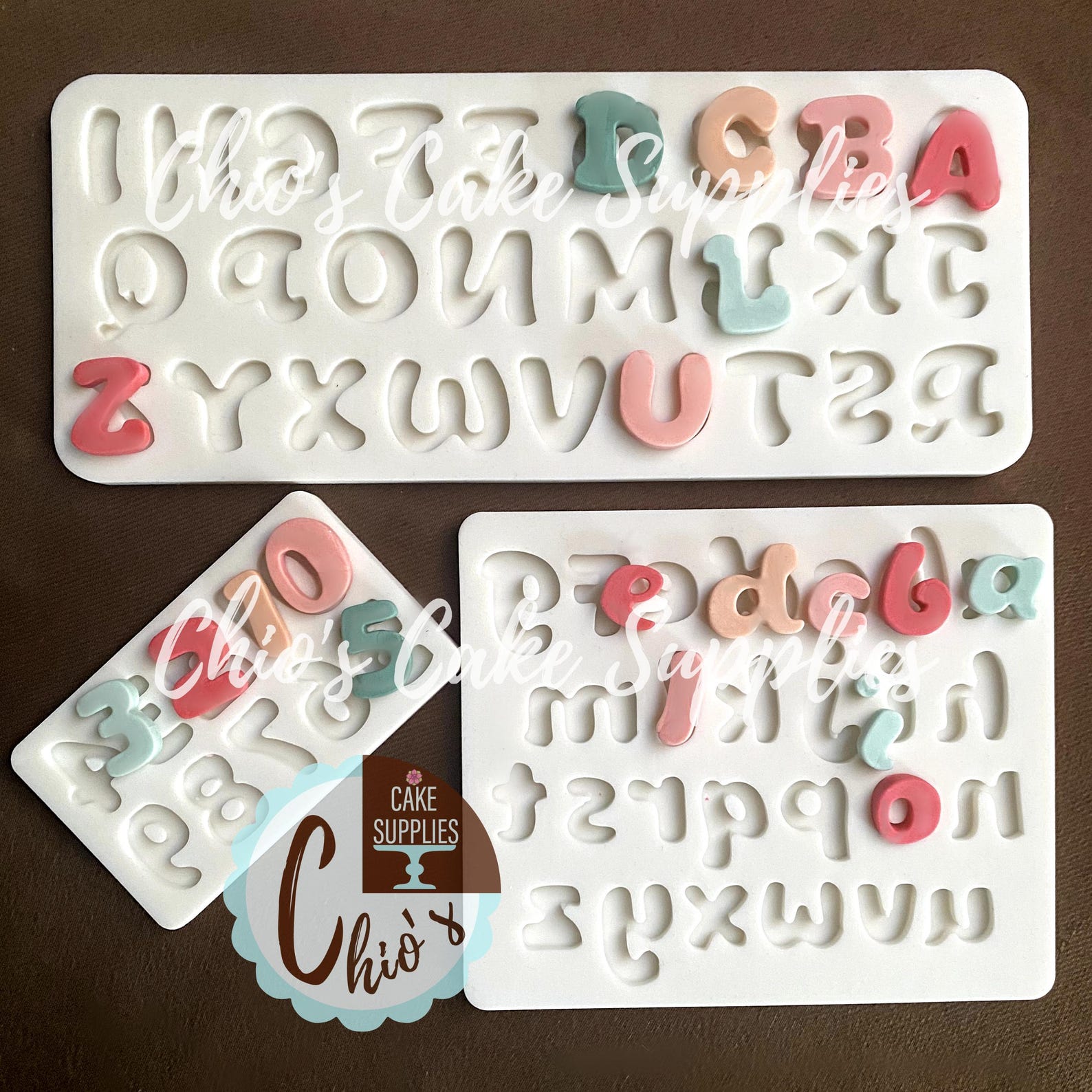 Alphabet Uppercase / Lowercase Letters and Numbers Silicone Molds. Font ...