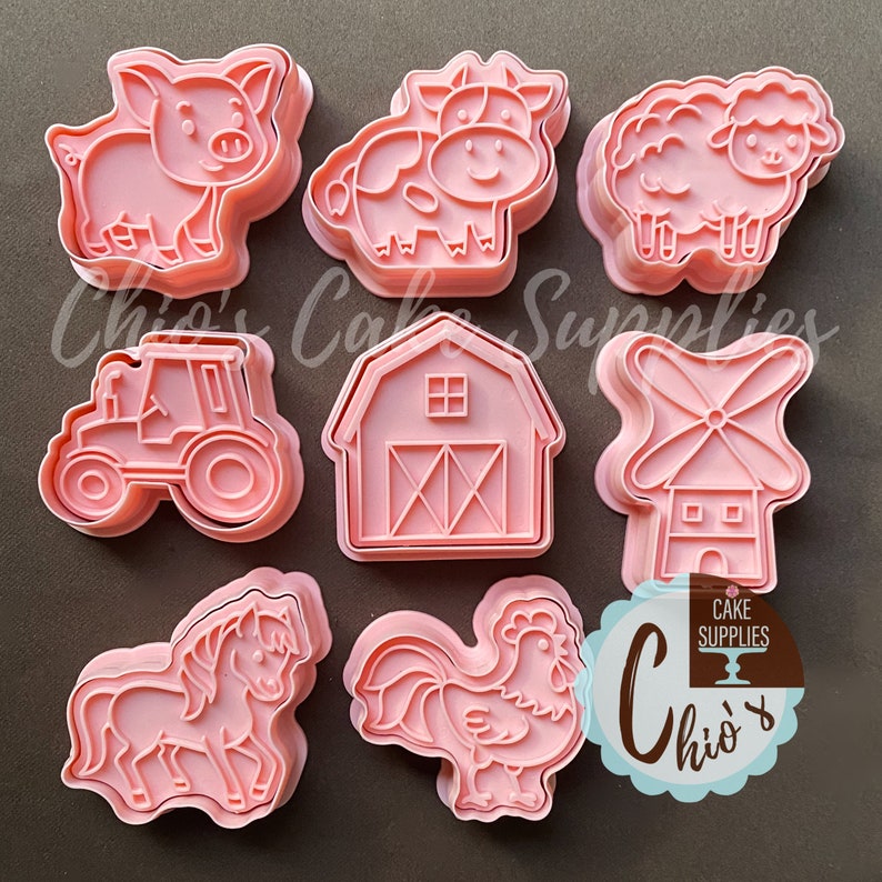 Farm Themed Cookie Cutter With Stamp 16 Pcs. Set - Etsy