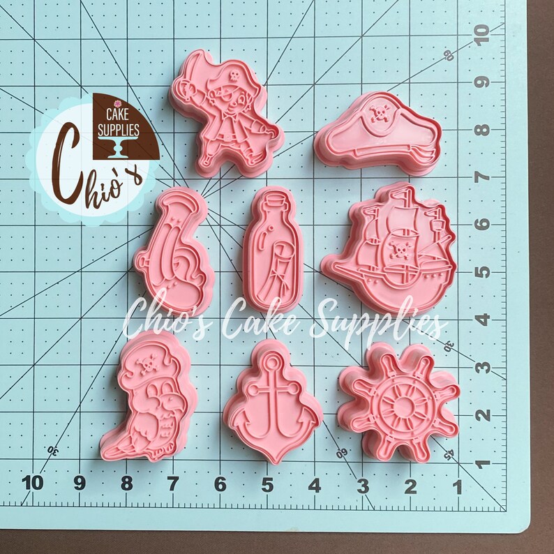 Pirate Themed Cookie Cutter With Stamp 12-pcs. Set - Etsy