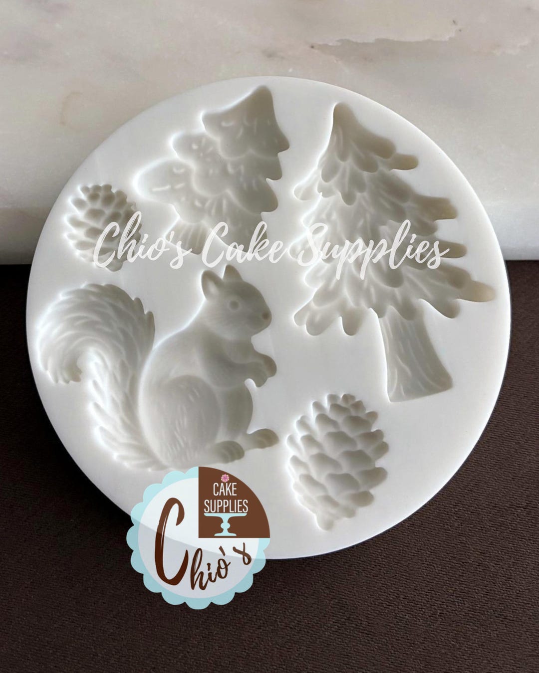 Woodland-themed Silicone Mold. Pine Trees, Squirrel, and Pinecones ...