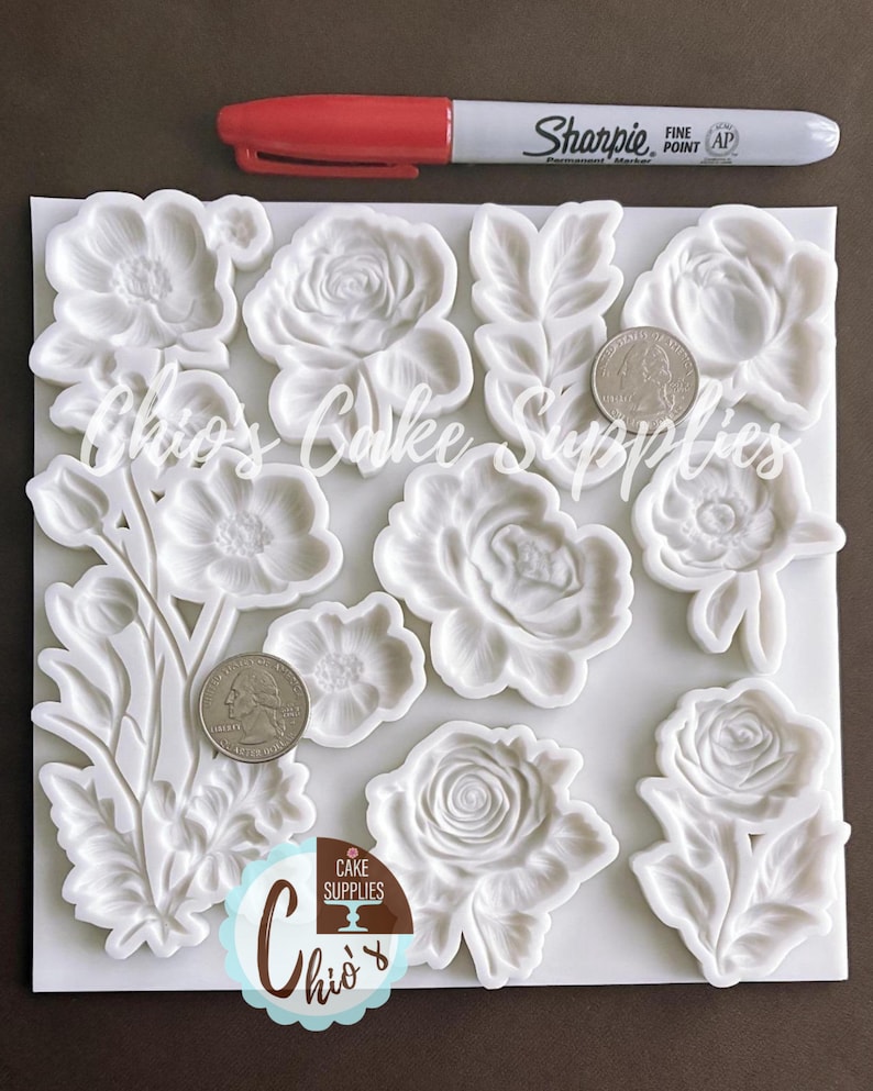 Roses and Flowers Big Silicone Mold, 9 Cavidades - Etsy