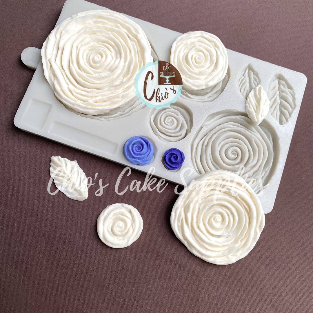 Big and Small Ruffle Roses & Leaves Silicone Mold - Etsy