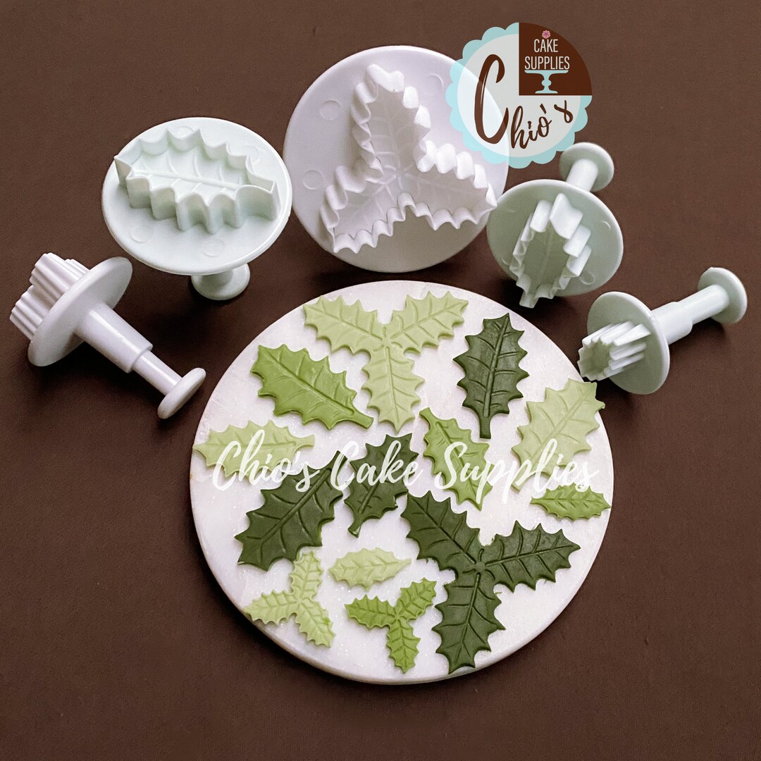 Holly Leaves Fondant Plunger Cutter Set - Etsy