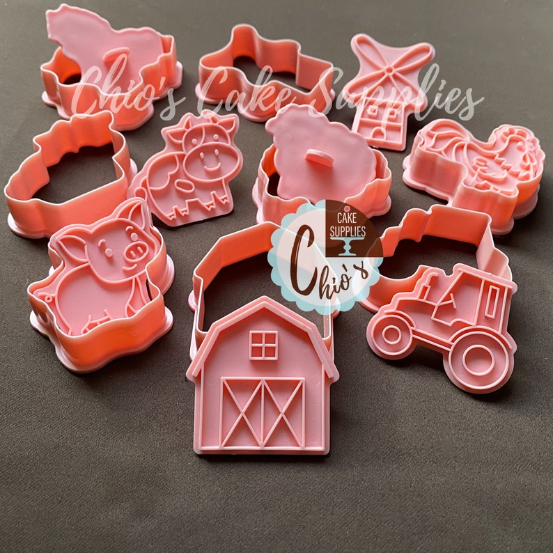 Farm Themed Cookie Cutter With Stamp 16 Pcs. Set - Etsy