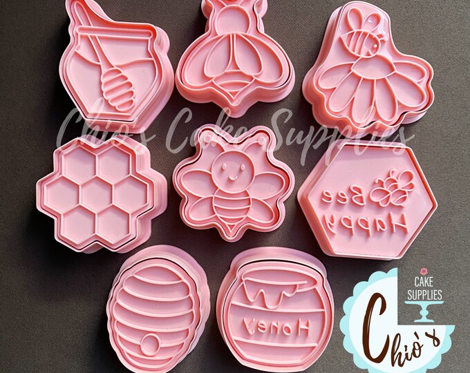 Bee-themed / Honey Comb Cookie Cutter With Stamp 16 Pieces Set - Etsy