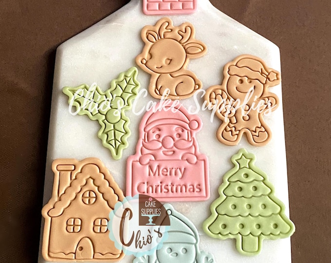 Merry Christmas Cookie Cutter With Stamp 16 Pieces Set - Etsy