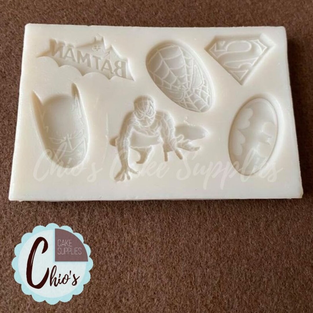 Mini Superhero Themed Silicone Mold, 6 Cavities, 6 Different Designs ...