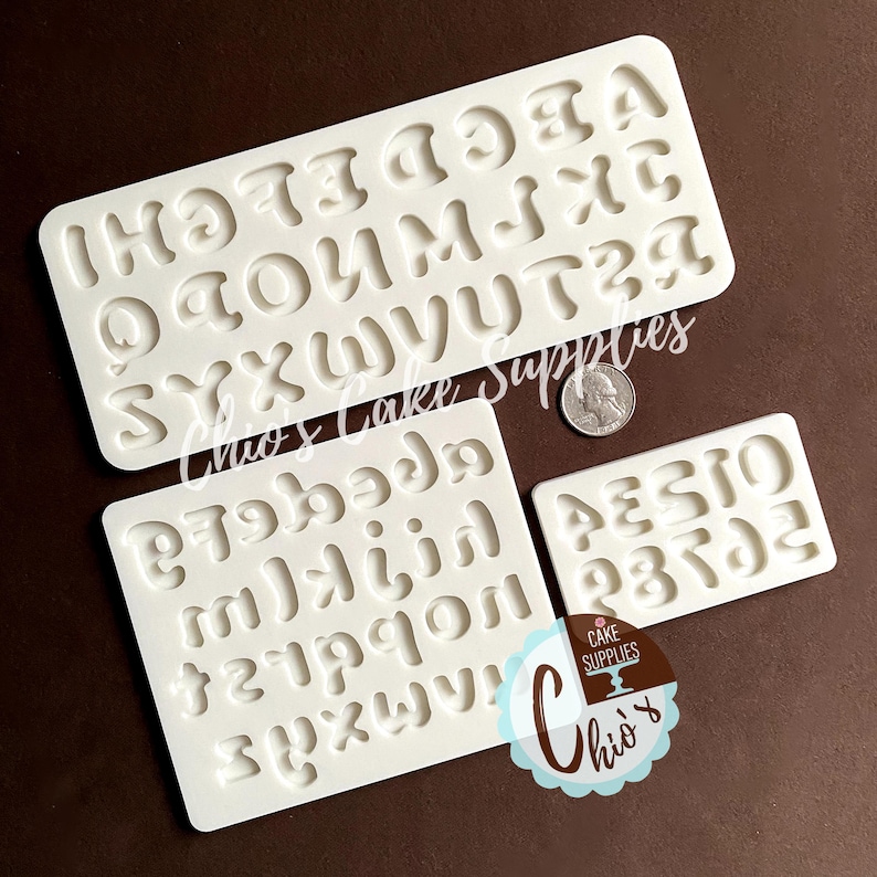 Alphabet Uppercase / Lowercase Letters and Numbers Silicone Molds. Font ...