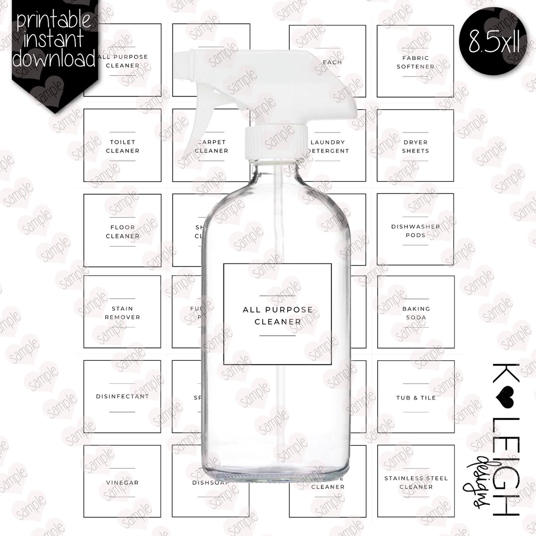 Instant Download Printable Cleaning Labels 24 Piece Set - Etsy
