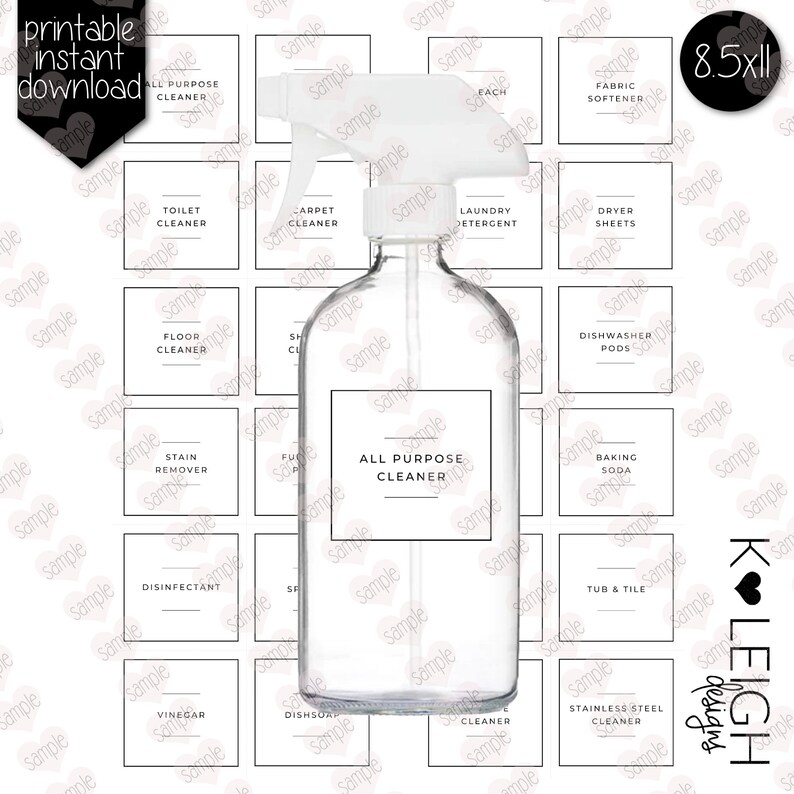 Instant Download Printable Cleaning Labels 24 Piece Set - Etsy