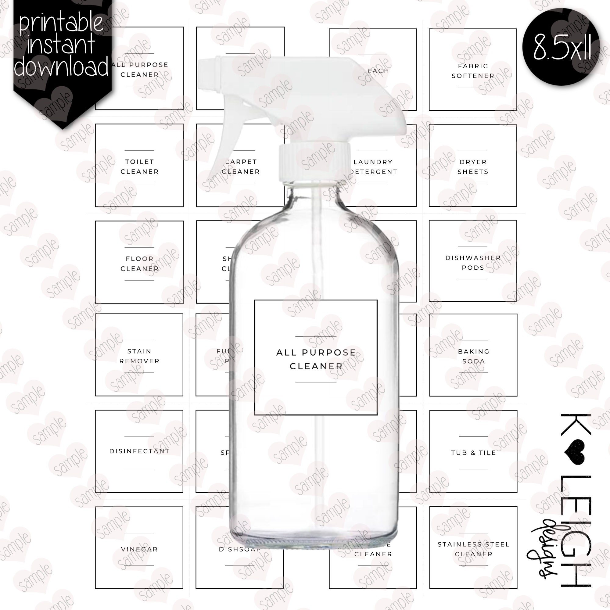 Instant Download Printable Cleaning Labels 24 Piece Set - Etsy