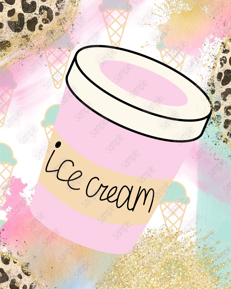 Printable 8x10 Gold Glitter Ice Cream / Drip / Sprinkles / Leopard ...