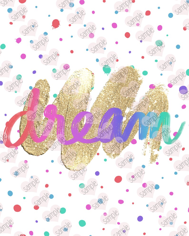 Printable 8x10 Colorful Confetti Dream Inspiring Word Gold - Etsy