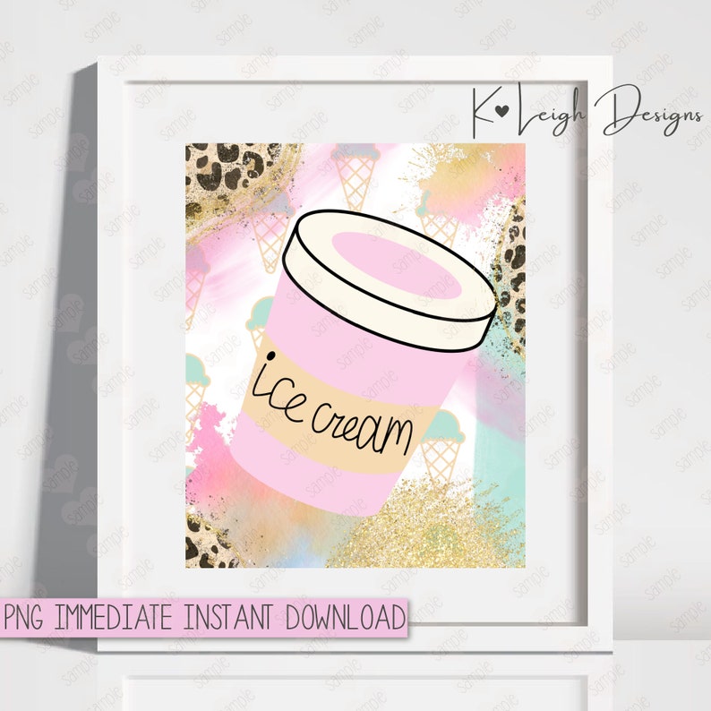 Printable 8x10 Gold Glitter Ice Cream / Drip / Sprinkles / Leopard ...