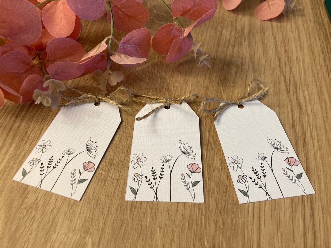Wildflower Border Gift Tags With Jute String/ Present Labels/ - Etsy