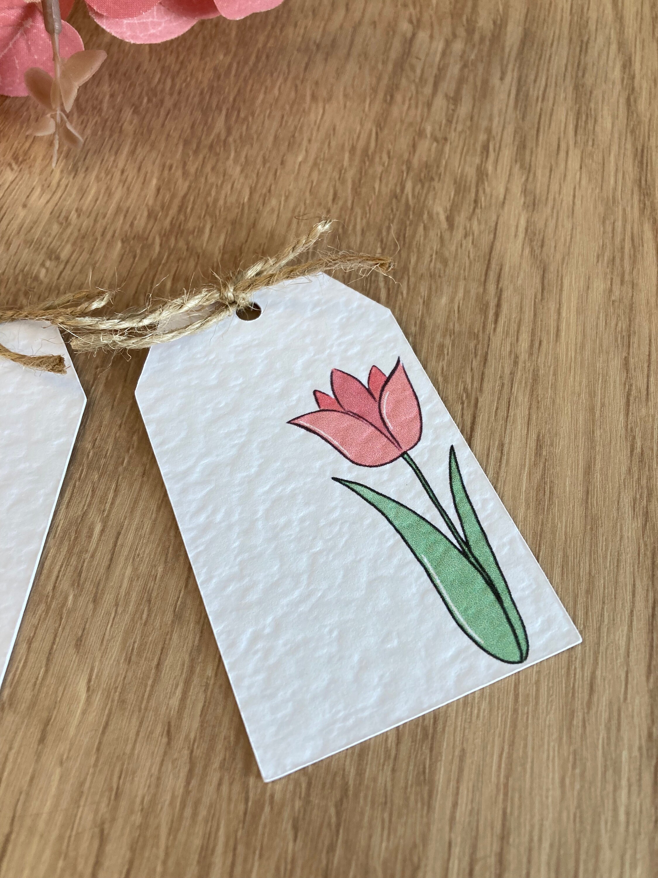 Tulip Gift Tags With Jute String/ Present Labels/ Birthday Tags/ Floral ...