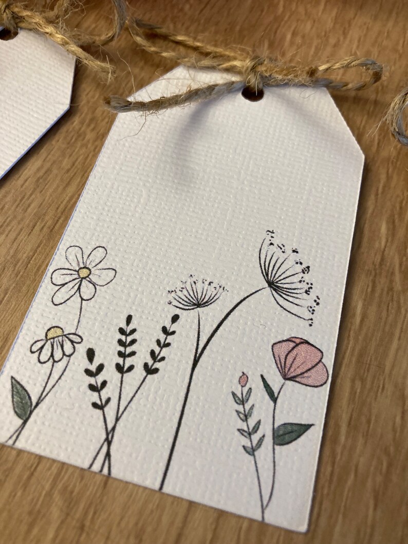 Wildflower Border Gift Tags With Jute String/ Present Labels/ - Etsy