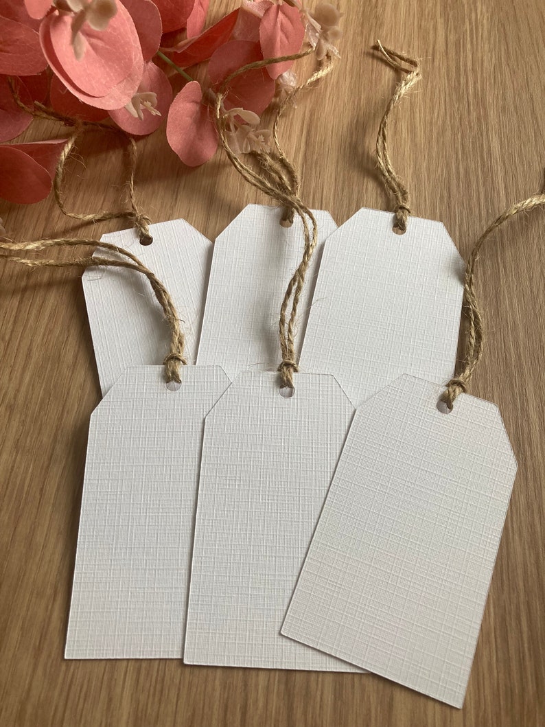 White Hammered/linen Gift Tags With Jute String/ Wedding Tags/ - Etsy UK