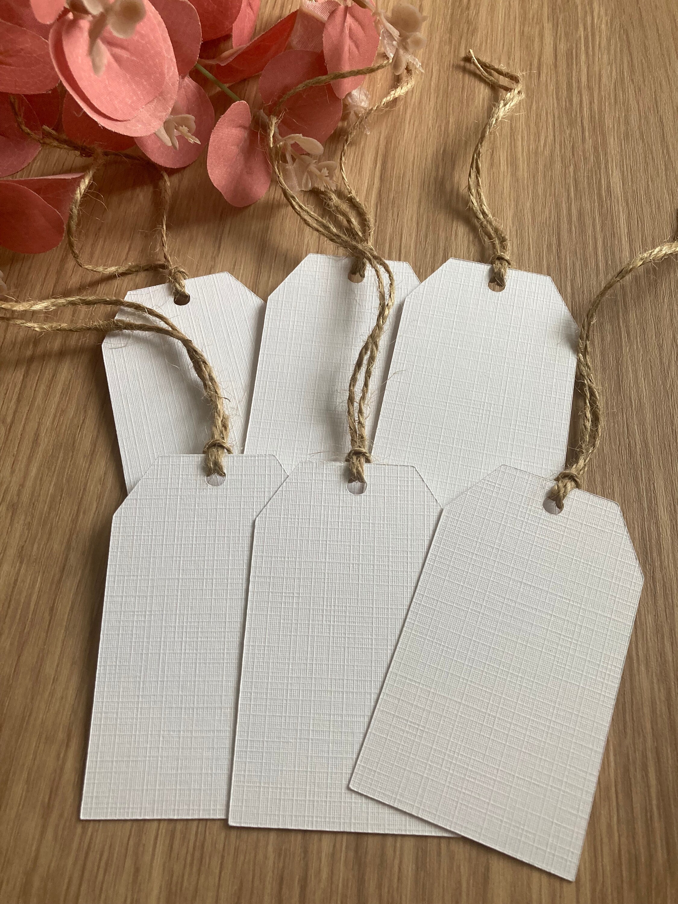 White Hammered/linen Gift Tags With Jute String/ Wedding Tags/ - Etsy UK