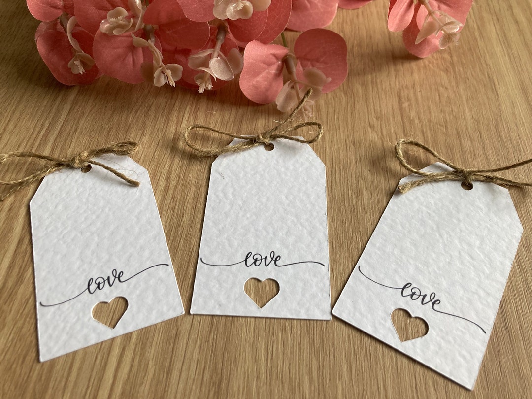 Love Script Heart Gift Tags With Jute String/ Cut Out Heart Tags ...