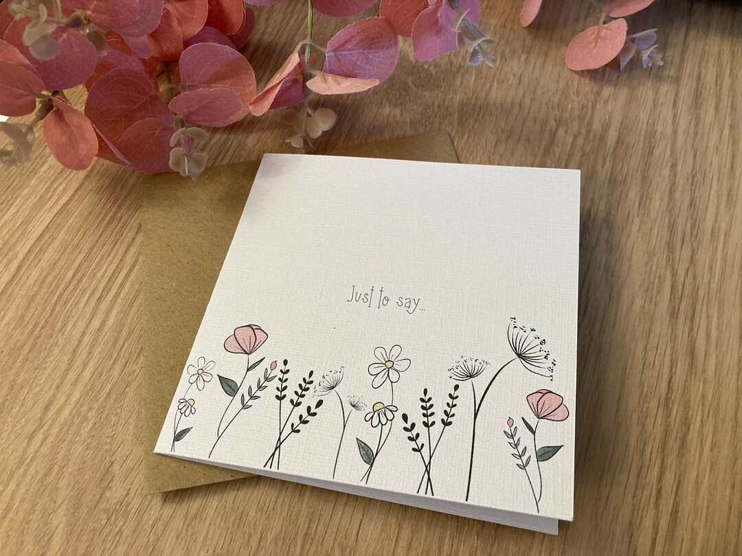 Wildflower Border Notecards/ Flower Notelets/ Blank Greetings Cards ...