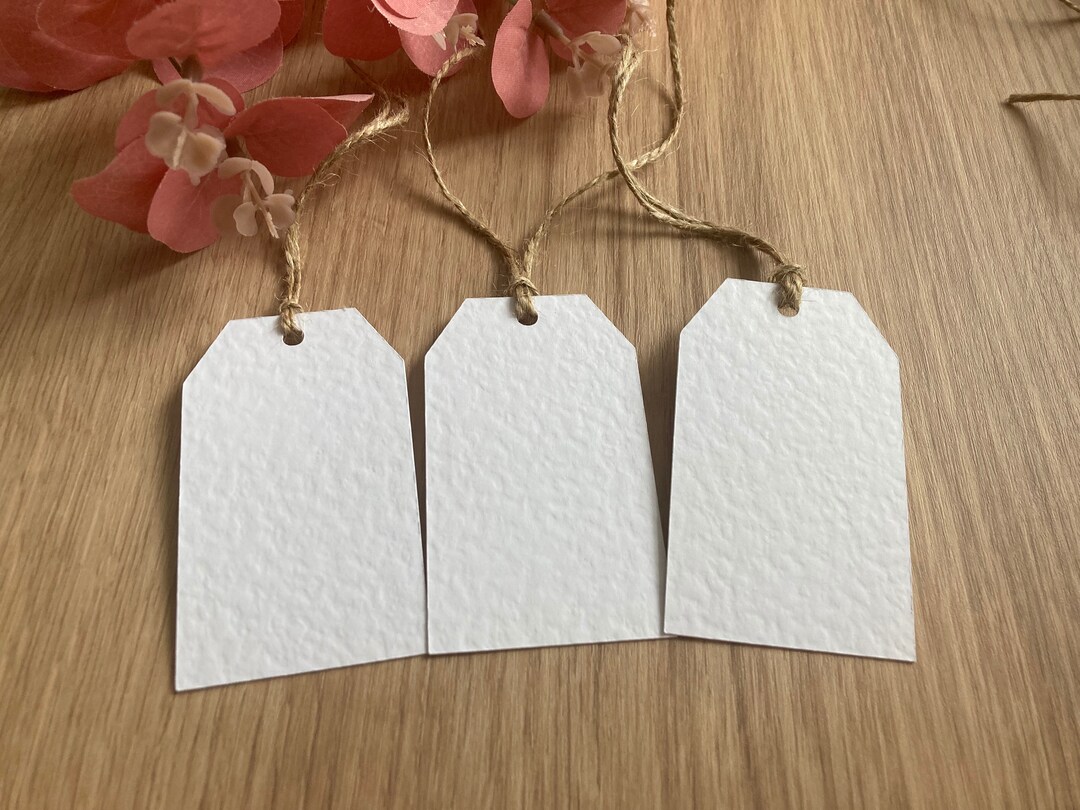 White Hammered/linen Gift Tags With Jute String/ Wedding Tags/ - Etsy