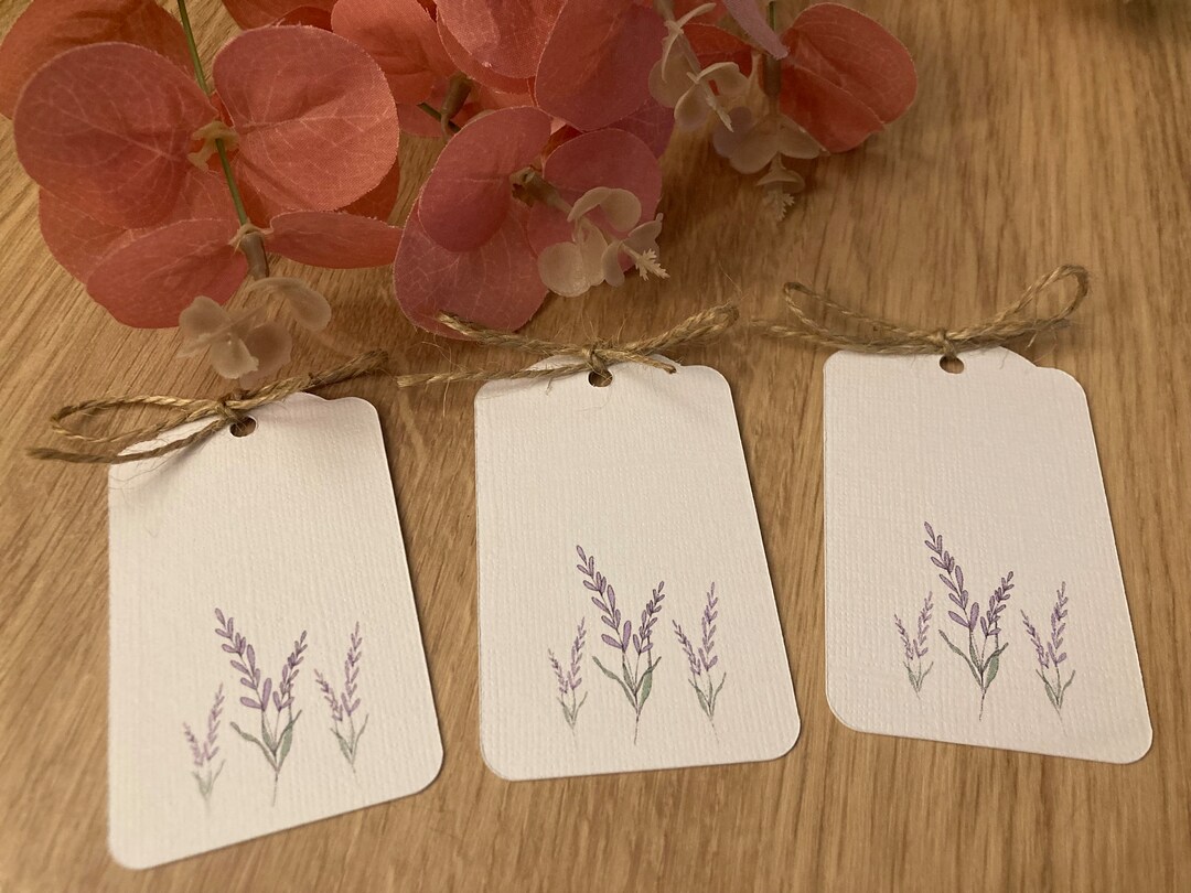 Lavender Birthday Gift Tags With Jute String, Present Labels, Floral ...