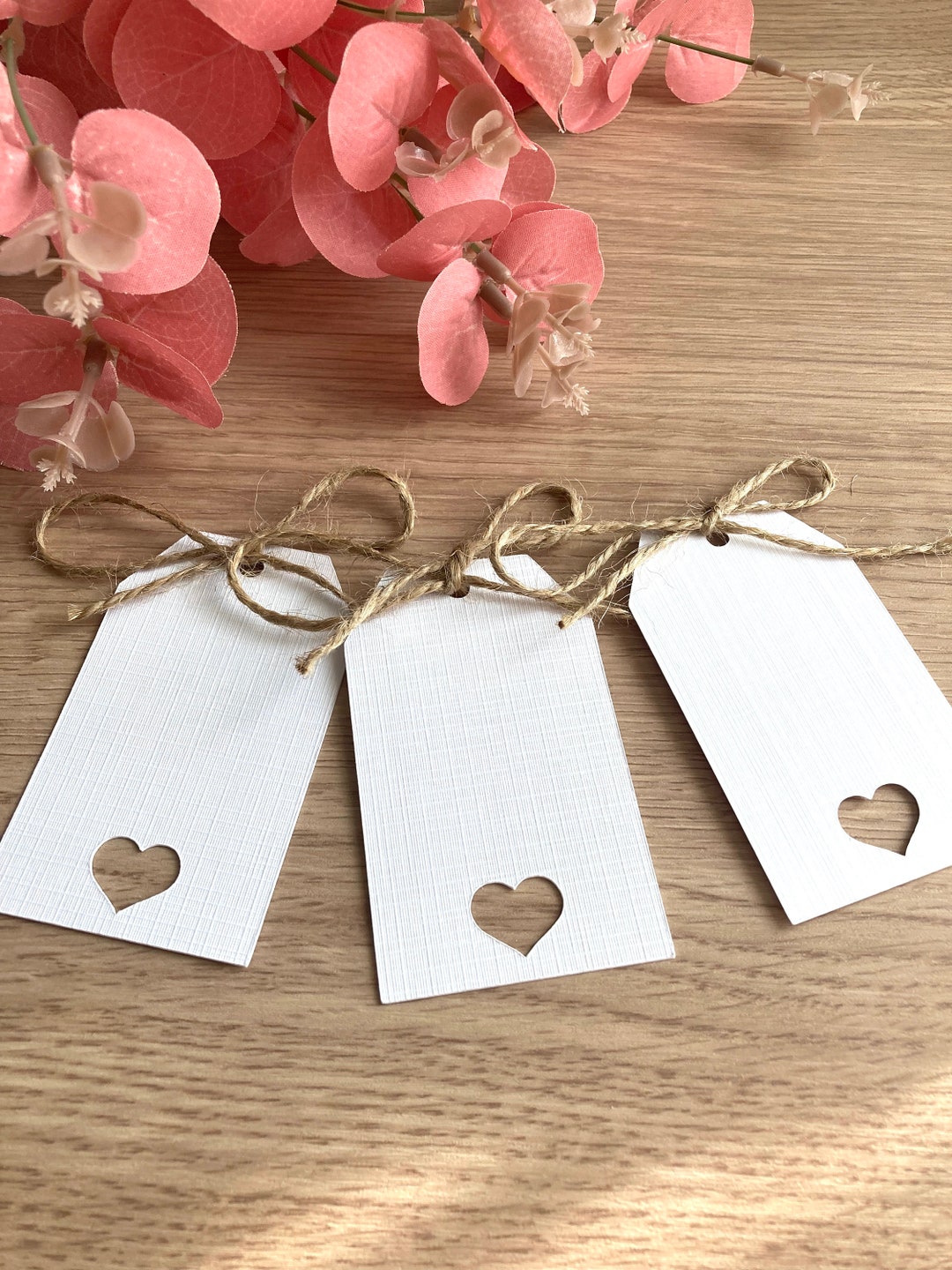Heart gift tags with jute string/Cut out heart tags/Wedding Tags/Blank ...