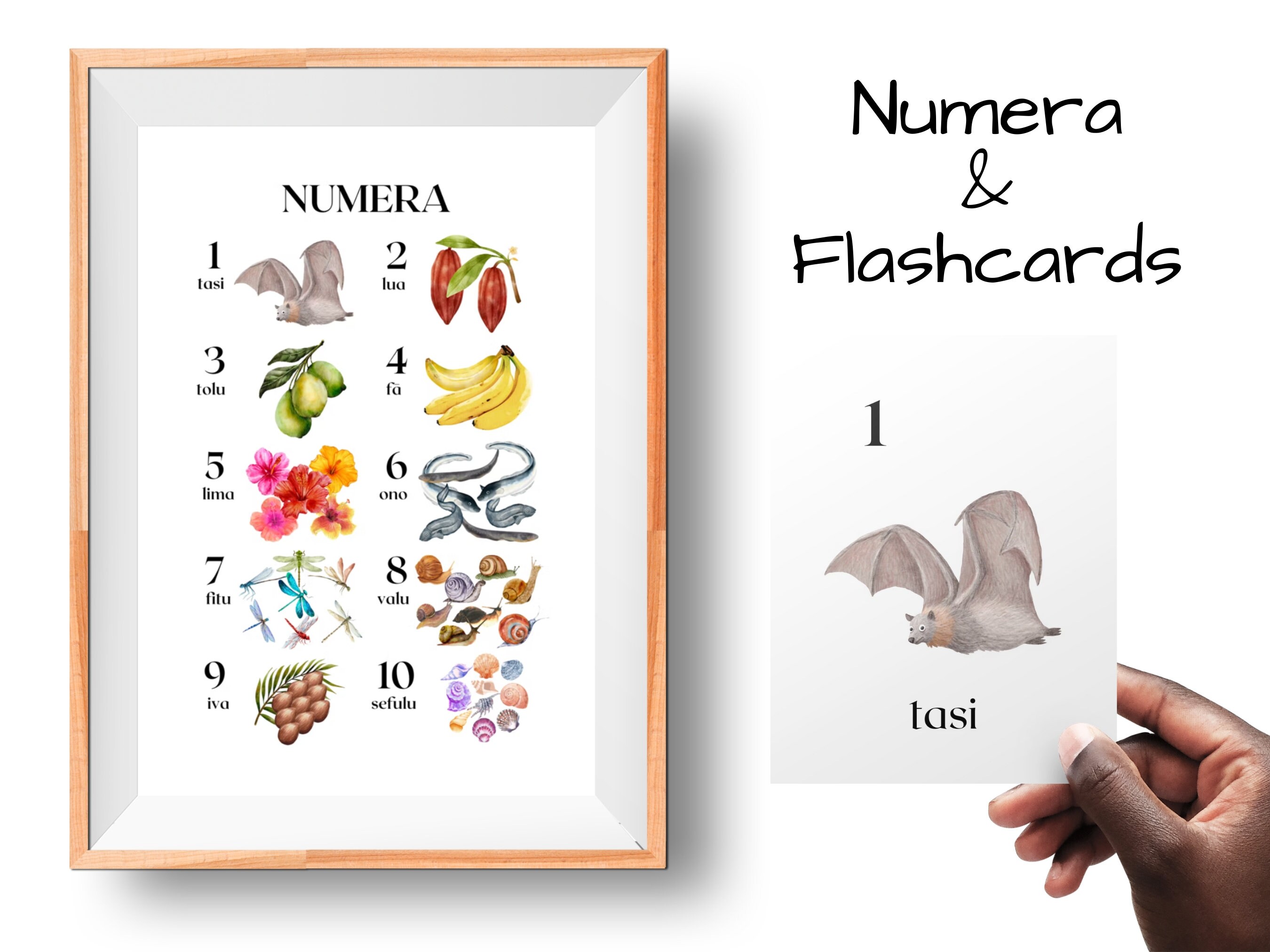 Gagana Samoa Educational Resource Numera number Chart & Flashcards ...