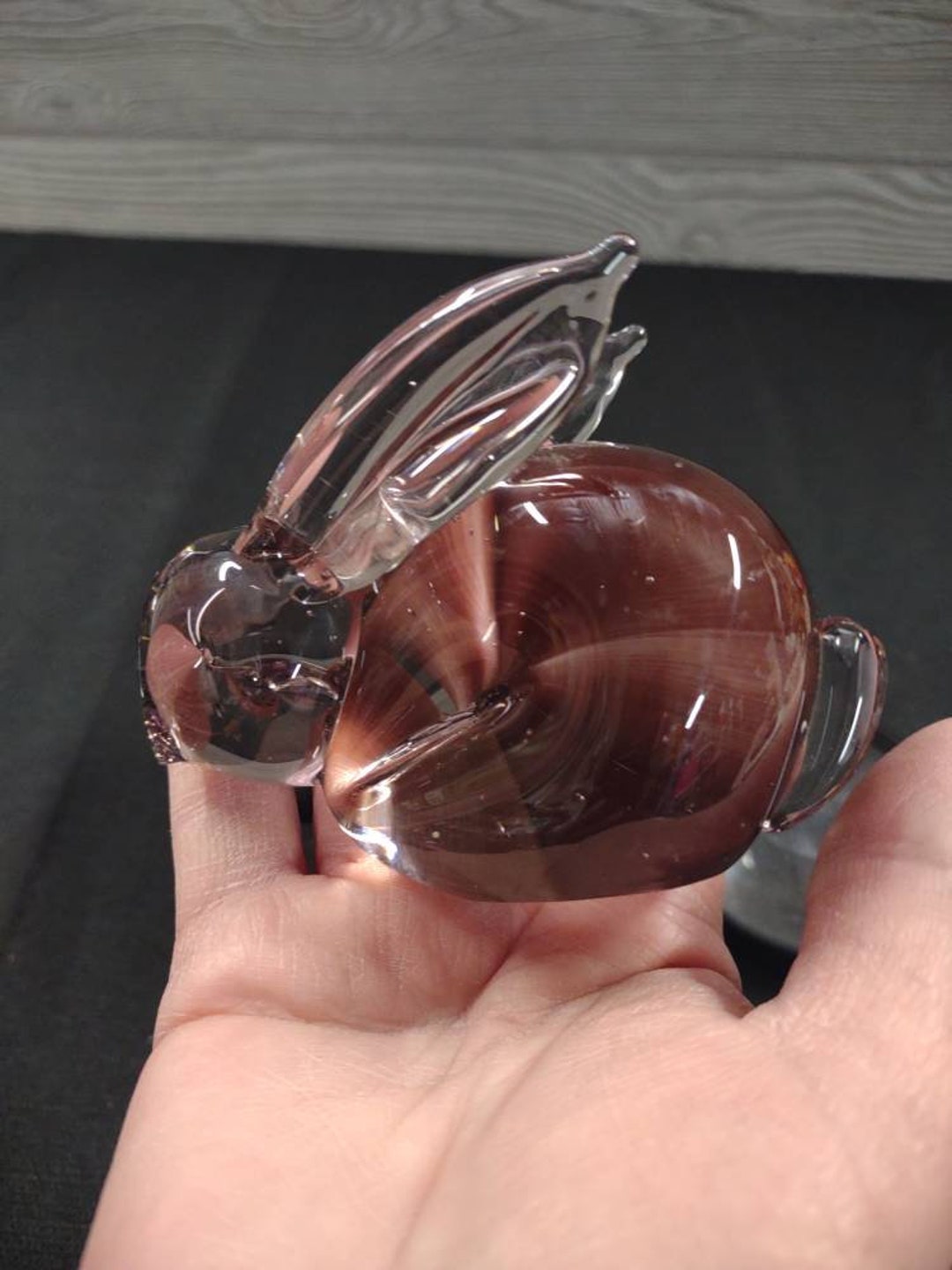 VTG Oneida Rose Colored Glass Bunny Paperweight - Etsy