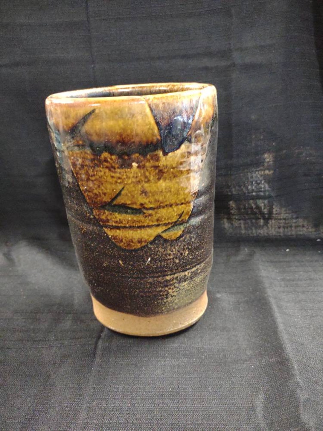 VTG Glazed and Natural Art Pottery Vase - Etsy