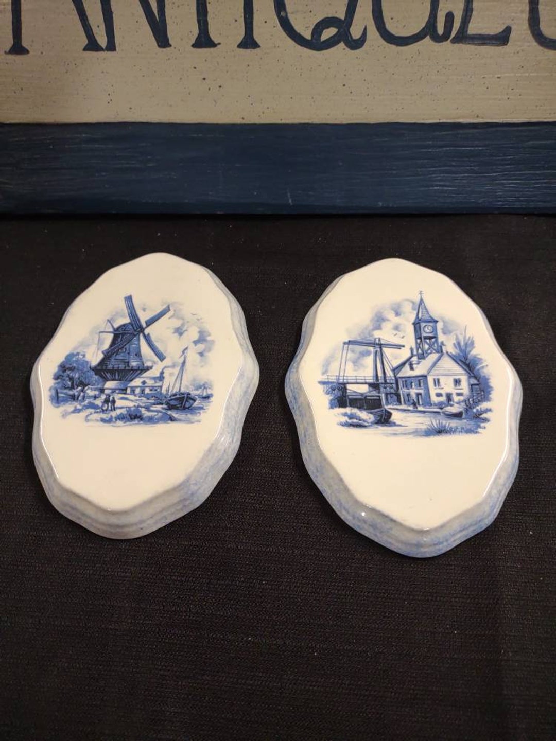 VTG Blue Delph Ceramic Wall Hangings Set of 2 1980s - Etsy