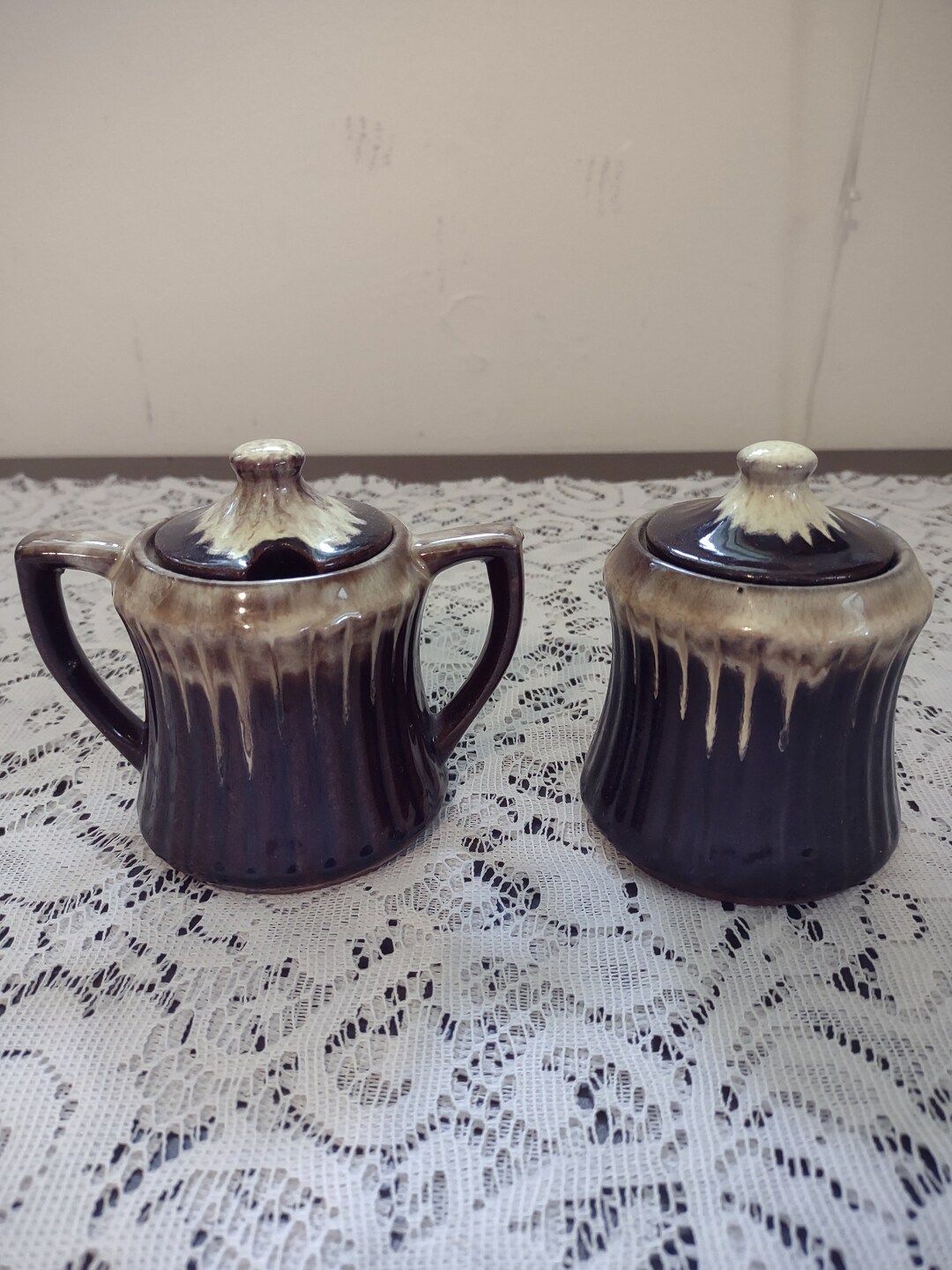 Vtg Enesco Red Ware Drip Glaze Cream and Sugar Set - Etsy