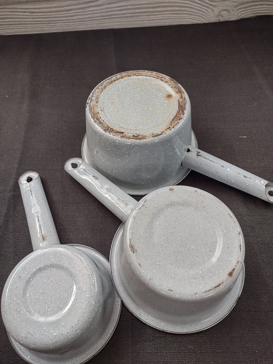 Vtg Gray and White Speckled Camp Fire Cookware Set of 3 Pots - Etsy