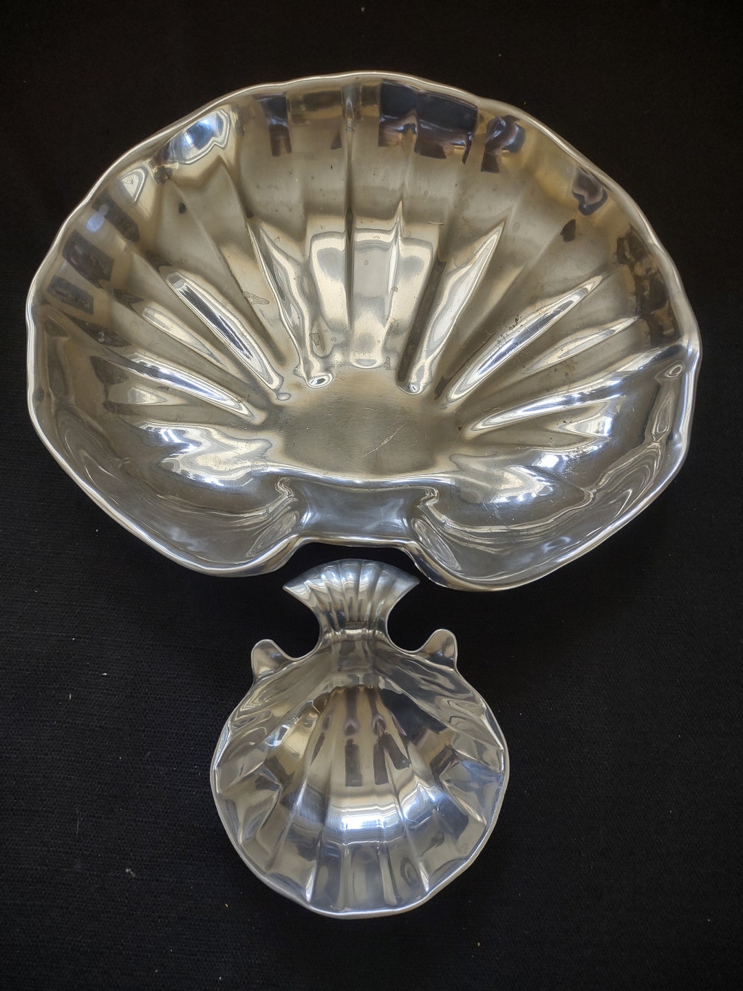 Vtg Wilton Armetale Silver Sea Shell Chip and Dip Service Set 2 Pc - Etsy