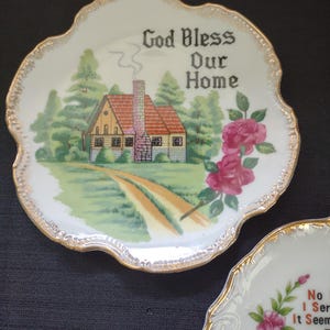 Antique Gold Trim Decorative Wall Plates God Bless Our Home/ Kitchen ...