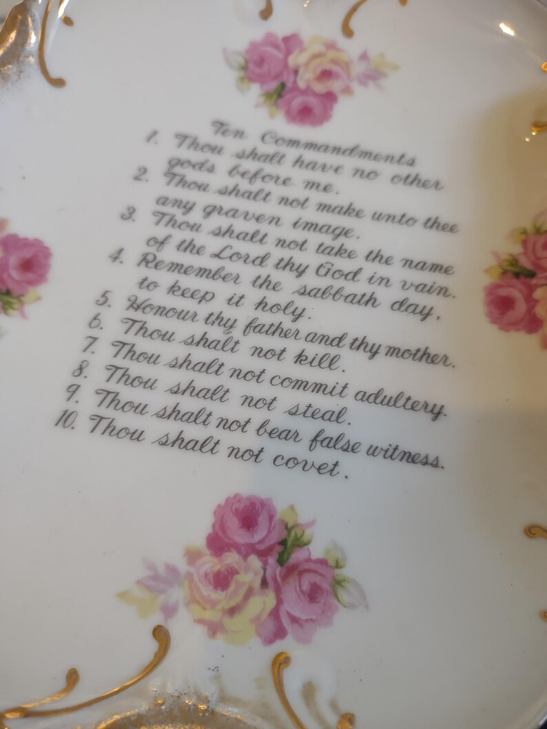 Vtg Ten Commandments Religious Wall Plate Gold Trimmed - Etsy