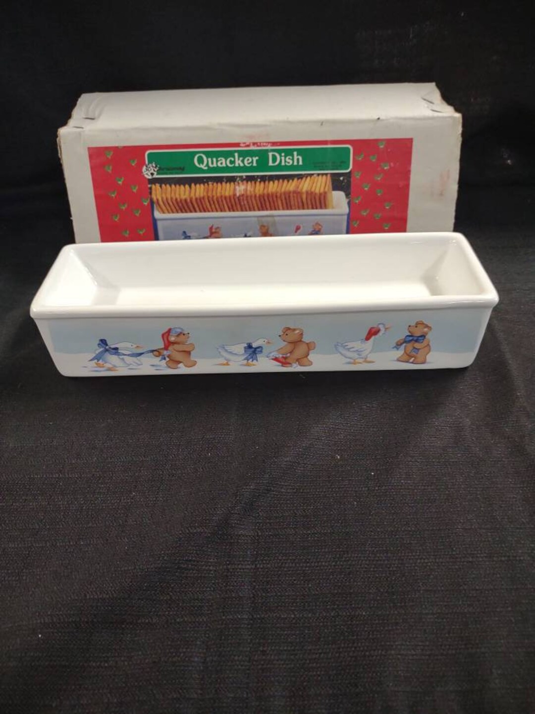 VTG Quacker Dish Country Goose Cracker Serving Dish Christmas Holidays ...
