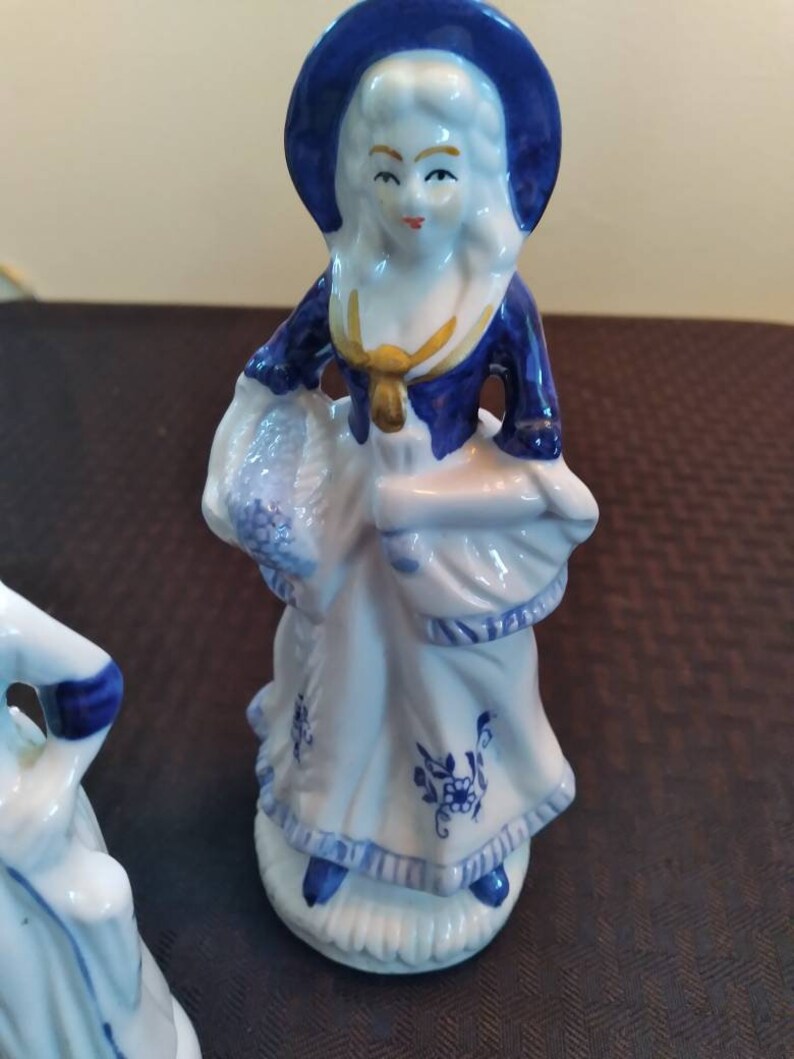 Vintage Blue Delph Colonial Figurines Lot of 3 - Etsy