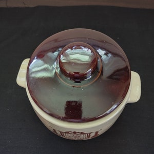 Vtg West Bend Colonial Stoneware Crock Bean Pot the Fork and Spoon 1776 ...