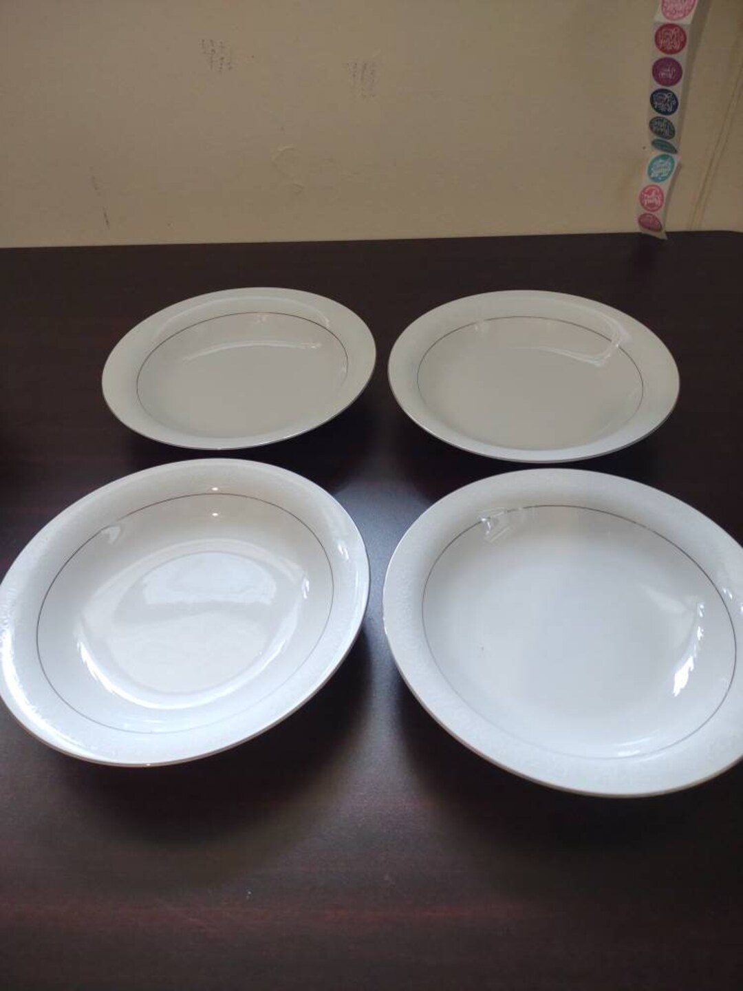 Vtg Dynasty Fine China Tiara White Floral Silver Trimmed Soup or Salad ...