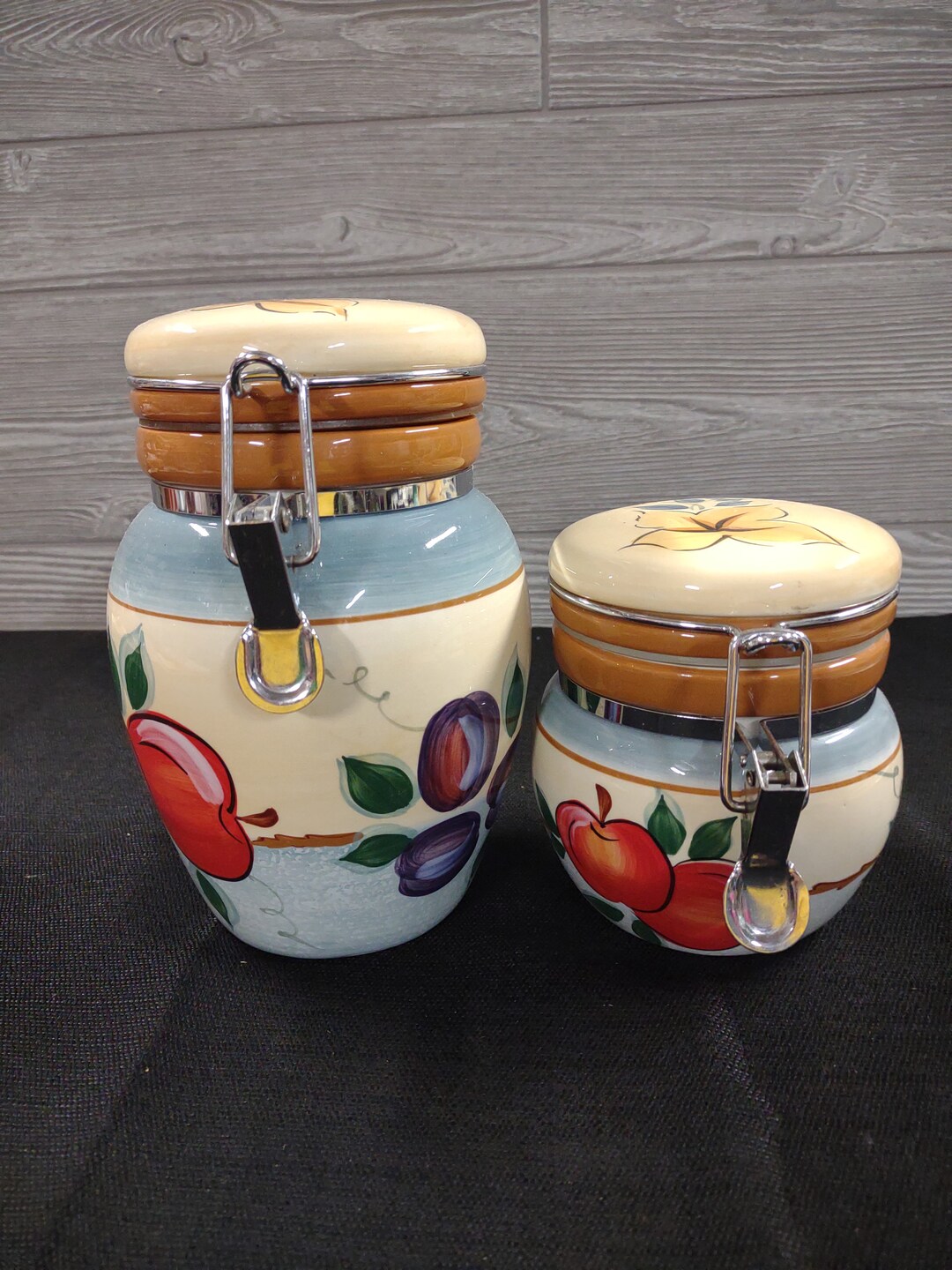 Vtg Fruit and Floral Lock and Seal Canister Set of 2 - Etsy