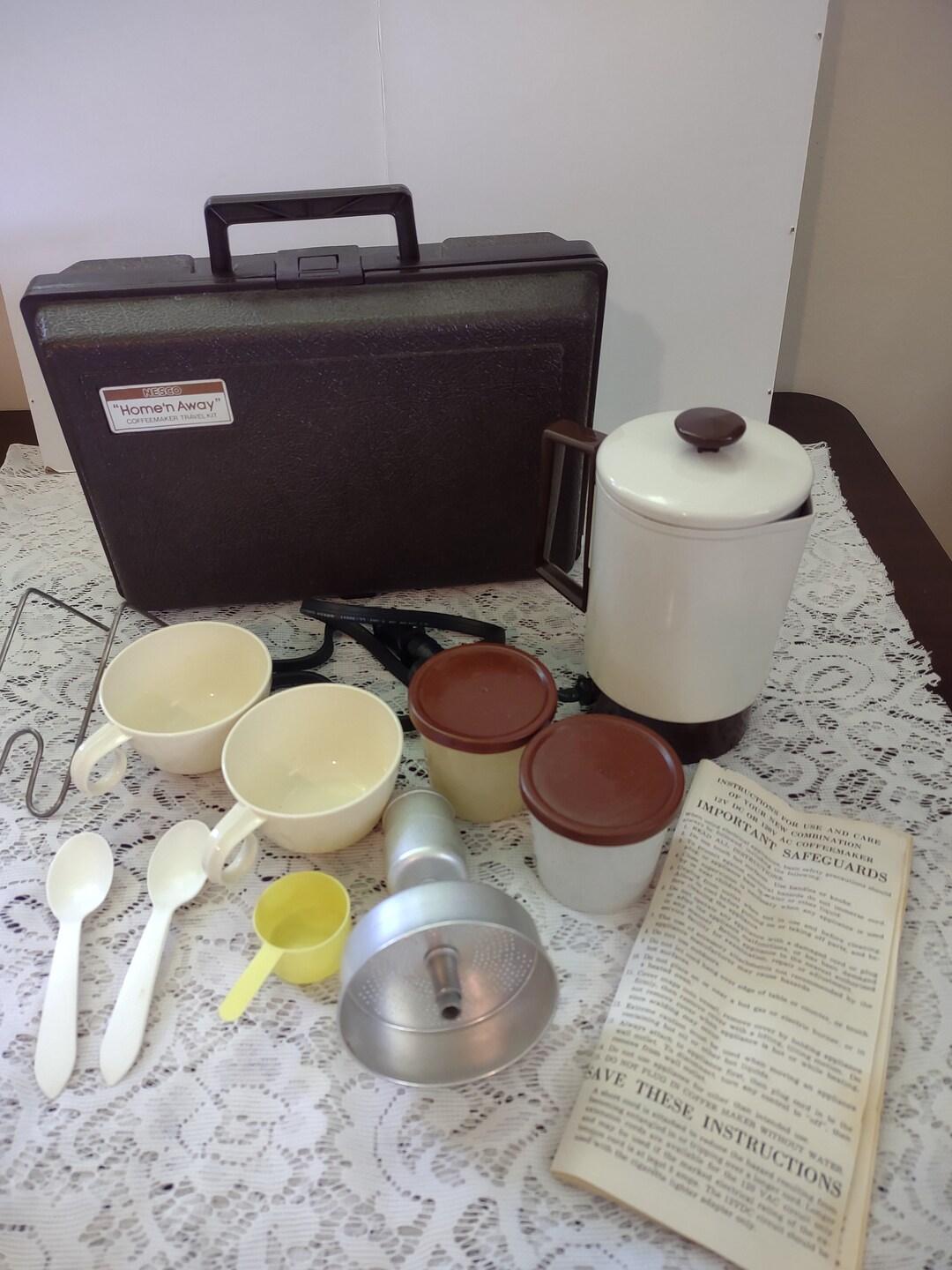 Vtg Nesco Home 'N' Away Coffee Maker Travel Set With Original Paper ...