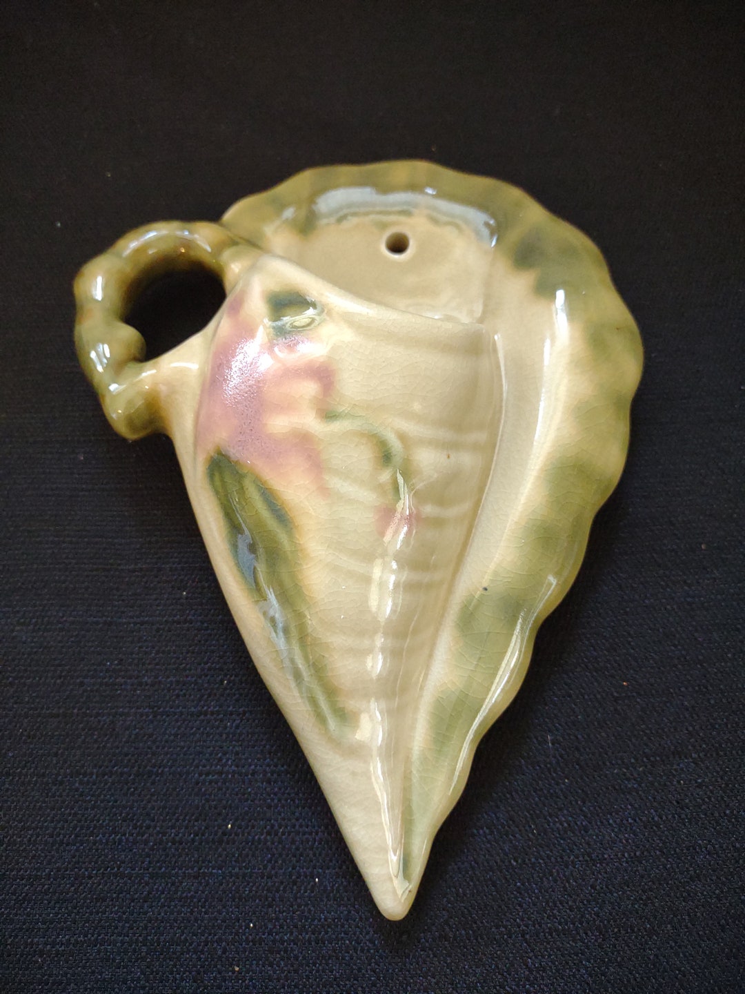 Antique Hull Pottery Sage Green Pink Woodland Wall Pocket - Etsy
