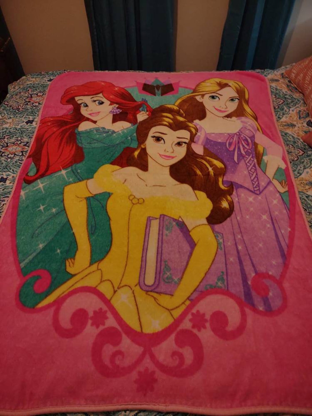Disney Princesses Fleece Throw Blanket Ariel Belle Repunzel - Etsy
