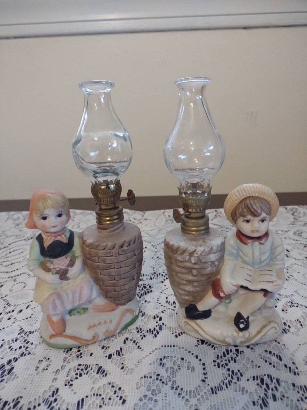 VTG Colonial Children Mini Oil Lamp Set - Etsy