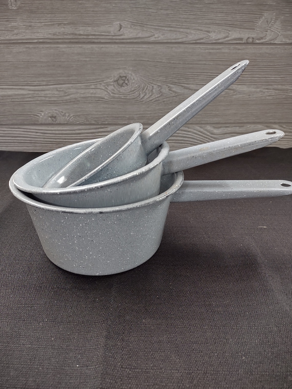 Vtg Gray and White Speckled Camp Fire Cookware Set of 3 Pots - Etsy