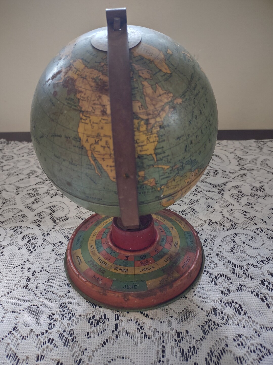 Antique Tin World Globe Zodiac Signs on Base - Etsy
