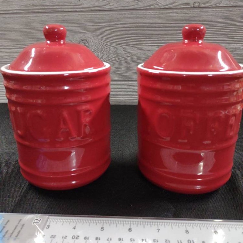 Red White Canisters - Etsy
